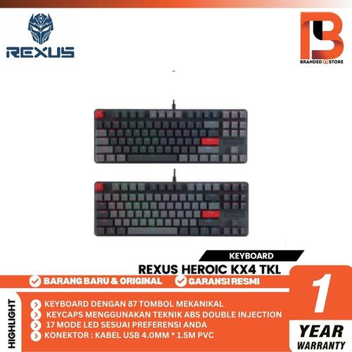 Jual REXUS HEROIC KX4 TKL Mechanical Gaming Keyboard - GREY, BLUE ...