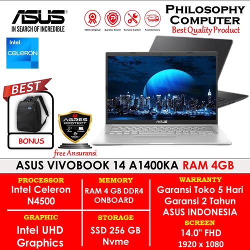 Jual ASUS VIVOBOOK 14 A1400KA INTEL N4500 4GB/8GB 265GB W11+OHS 14"FHD ...