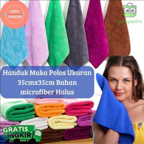 Promo Handuk Wajah Lembut Polos Ukuran 35cmx35cm Bahan Microfiber Serap ...