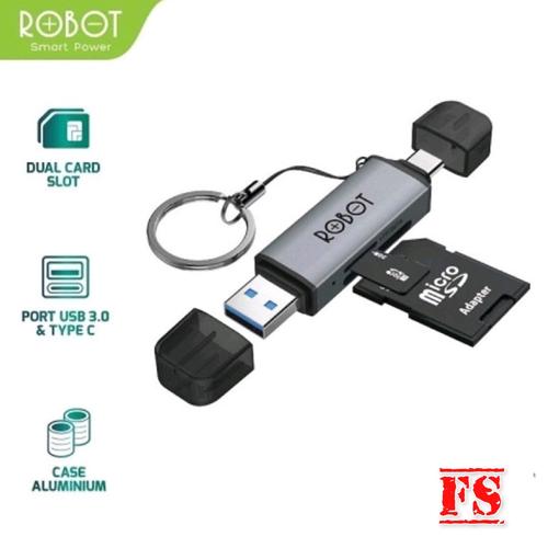 Jual ROBOT Card Reader CR202S 2 in 1 USB 3.0 Type-C OTG Card Adapter ...