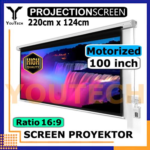 Jual Layar Proyektor Motorized 100 inch Ratio 16:9 - Screen Projector ...
