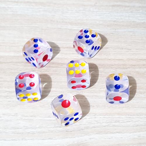 Promo Dadu Dice D6 16mm Translucent Transparent Colorful Dot Dice ...