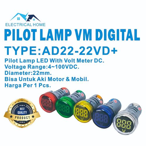 Jual Pilot Lamp LED with VOLT METER DC 22mm BULAT - Kuning - Kota ...
