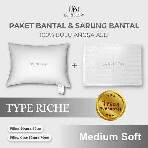 Promo DDPillow Set 1 Bantal Hotel Bulu Angsa Asli Type Riche +Sarung 50x70cm - Bantal+1 Sarung ...