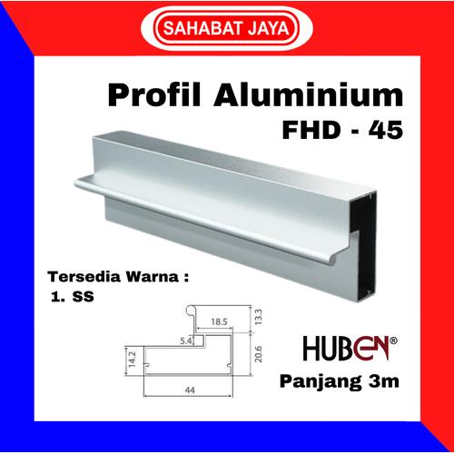 Jual HUBEN Profil Frame Handle Alumunium Aluminium FHD 45 Warna SS ...