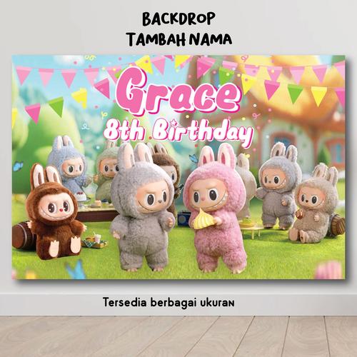 Jual BACKDROP LABUBU POP MART HAPPY BIRTHDAY BACKGROUND BANNER DEKORASI ...