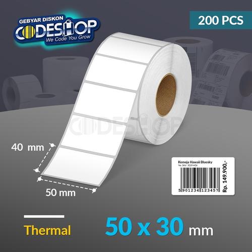 Jual Codeshop Label Barcode Thermal 50x30 / 50 x 30 mm / 50x30mm 1 Line ...