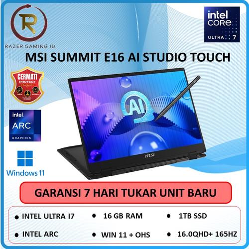 Jual MSI SUMMIT E16 AI STUDIO TOUCH ULTRA 7 155H RTX4050 6GB/ 16GB 1TB ...