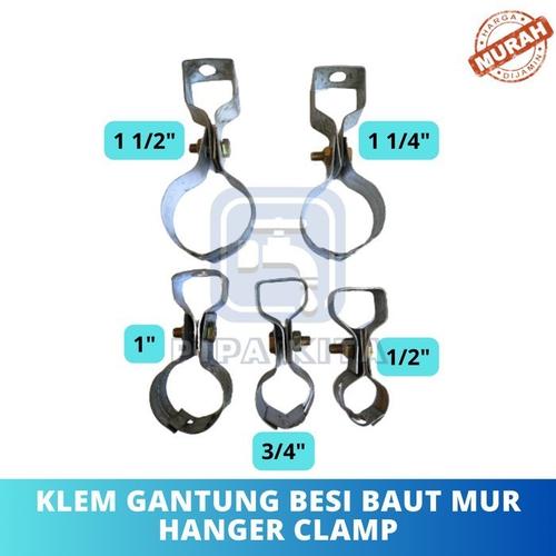 Jual Hanger Klem Gantung Pipa Engsel Besi Hanger Clamp Clem Baut Mur 1/ ...