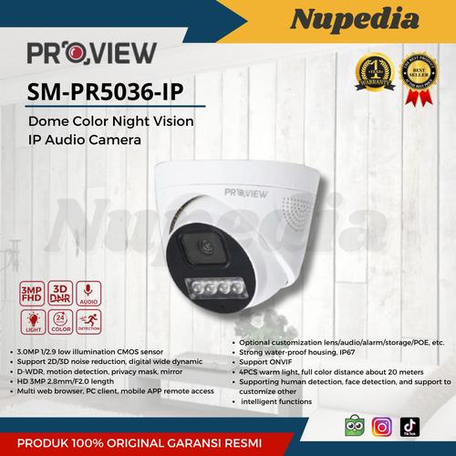 Jual PROVIEW IP Camera Indoor 3MP Dome Color Night Vision SM-PR5036-IP ...