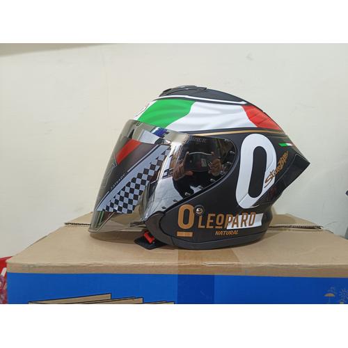 Jual JS ARMOR LEOPARD HELM HALF FACE MOTIF ORIGINAL SNI 100% BEST ...