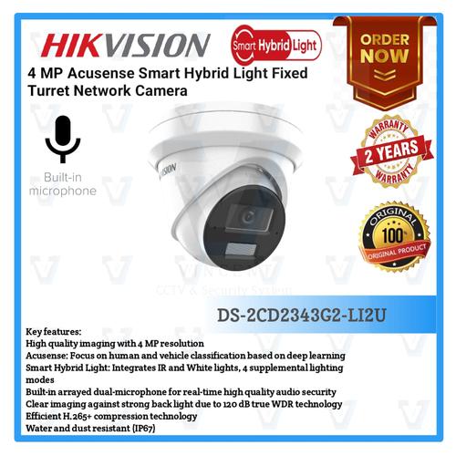 Jual DS-2CD2343G2-LI2U - Hikvision IP Camera 4MP Acusense Smart Hybrid Light Turret Audio ...