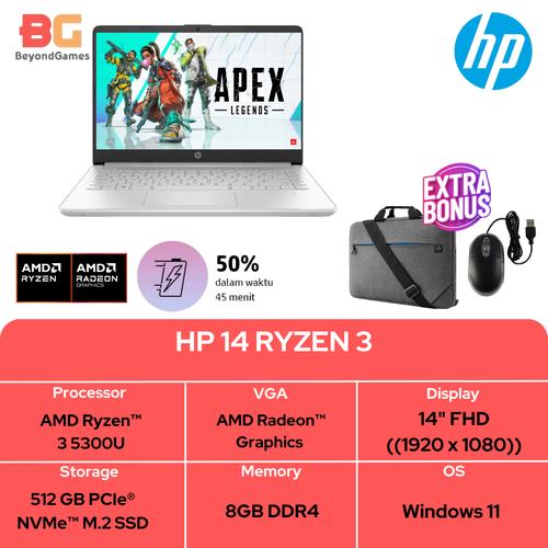 Jual LAPTOP HP 14 AMD Ryzen 3 5300U 8GB RAM 512GB SSD Windows 11 ...