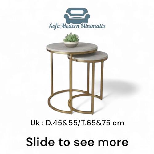 Jual SIDE TABLE SET KAKI BESI TOP MARMER CREAM - MEJA POJOK SET KAKI ...