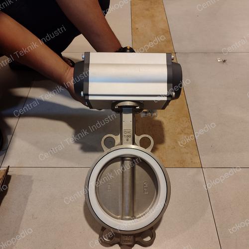 Jual Butterfly Valve Full Stainless Pneumatic Actuator 4" inch DN 100 ...