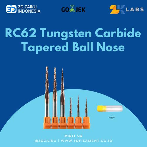 Jual ZKLabs HRC62 Tungsten Carbide Tapered Ball Nose End Mill Bit CNC ...