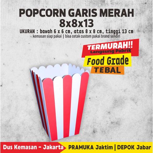 Jual Box Popcorn GARIS MERAH uk 8x8x13 cm Foodgrade - Merah - Jakarta ...