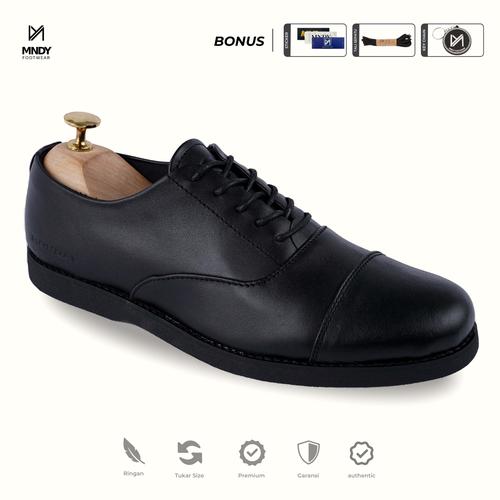 Promo MNDY Official - Oxford Full Black GL - Sepatu Pantofel Kulit Asli ...