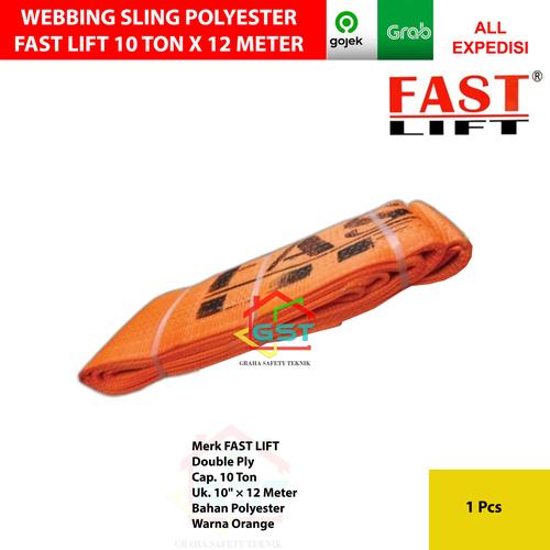 Jual webbing sling polyester 10 ton × 12 meter FASTLIFT tali angkat 10t ...
