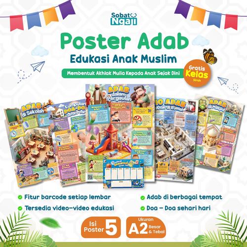 Promo POSTER ADAB EDUKASI ANAK MUSLIM | Poster Adab Lengkap 5 in 1 ...