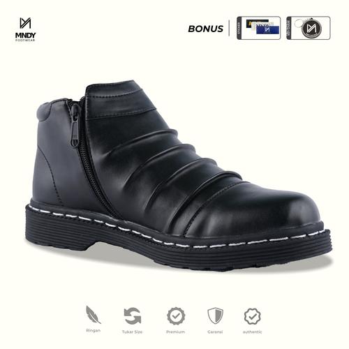 Promo MNDY Official - Rev High Black - Sepatu Docmart High Kulit Hitam ...
