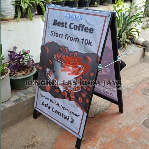 Jual standing banner besi / stand banner / frame spanduk / papan iklan ...