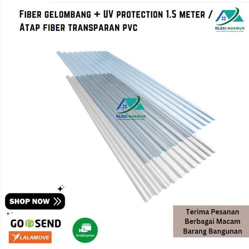 Jual Fiber gelombang + UV protection 1.5 meter / Atap fiber transparan ...