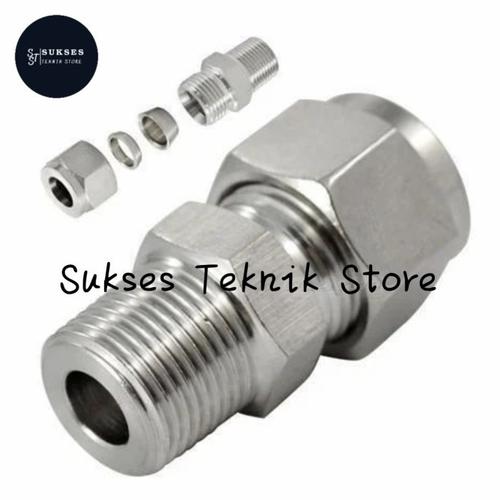 Jual Male Connector Tubing Od 3/8" × 1/4" inch drat NPT / Konektor pipa ...