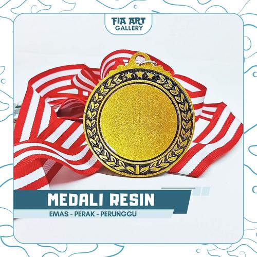 Jual Medali Resin Warna Emas Gold Plus Tali Mendali Custom Penghargaan ...