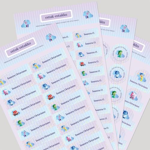 Jual INSIDE OUT / STICKER NAMA COMBO PACK - 103 pcs (4 bentuk , 4 ...