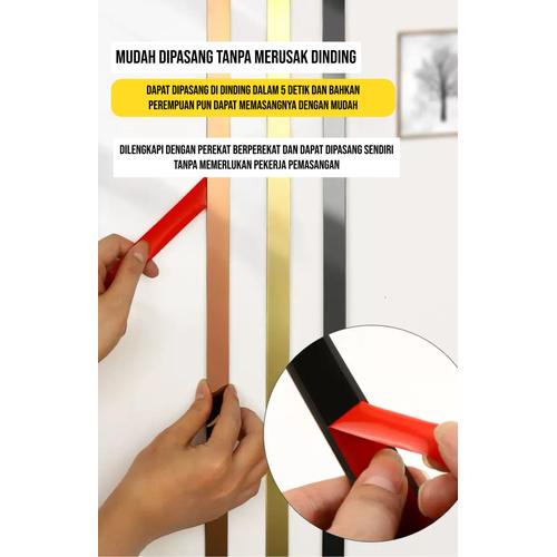 Promo [LAIV] List Plat Strip Mirror Stainless Steel List Strip Dinding ...