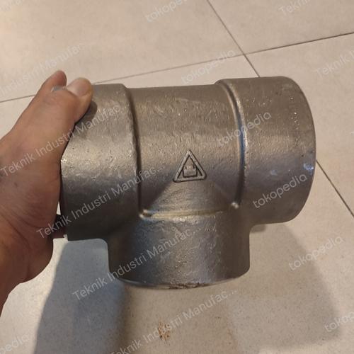 Jual Tee Besi Class 3000 Drat NPT 4" inch / Tee Carbon stell - Jakarta ...