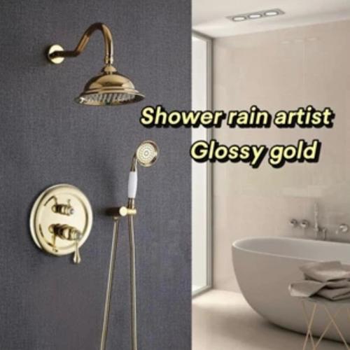 Jual Kran tanam set shower tembok dan tangan model klasik gold, kran ...