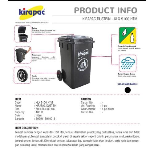 Jual Tempat Sampah 100 Lt Roda KLX 9100 kirapac Dustbin/Tong Sampah ...