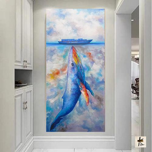 Jual Lukisan Ikan paus di Samudra ukuran 180cmx90cm Frame. - 50x100 ...