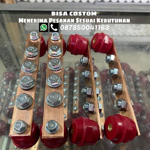 Jual busbar tembaga 5mm x 20mm x 150mm 4baut M8 komplit tinggal pakai ...