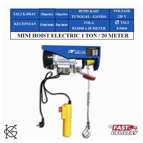 Jual JAPAN TUBRAX Mini Hoist Electric Kapasitas 1 ton 20 Meter PA1000 Wire Rope Alat Derek ...