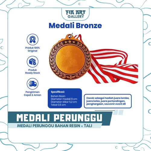 Jual Medali Resin Perunggu Plus Tali Mendali Custom Penghargaan Lomba ...