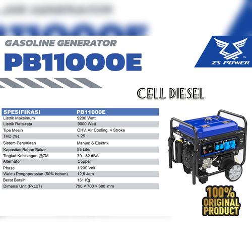 Jual ZS POWER Genset Bensin Gasoline Generator PB11000E 9000 Watt - Kab ...