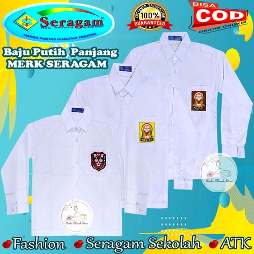 Jual Seragam Sekolah Baju SD SMP SMA Putih Lengan Panjang Pakai Logo ...