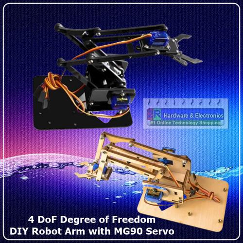 Jual 4 DoF Degree of Freedom DIY Robot Arm with MG90 Servo - Acrylic ...