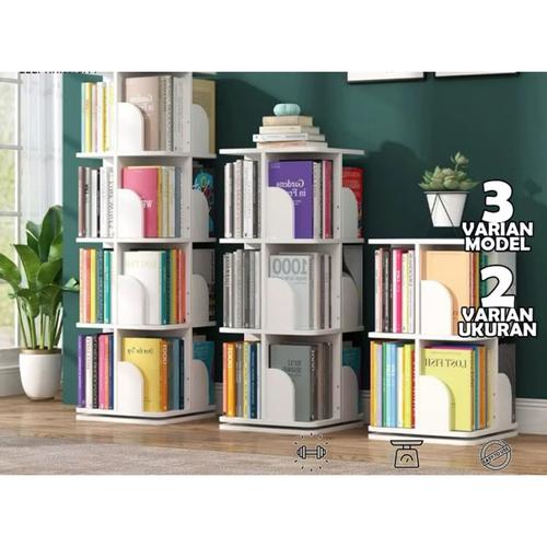 Jual RAK BUKU PUTAR 5 TINGKAT RODA BOOKSHELF SEKOLAH ANAK 360 DERAJAT ...