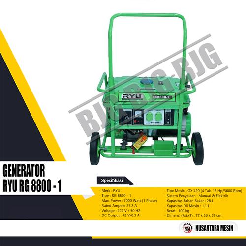 Jual MESIN GENSET / GASOLINE GENERATOR RYU RG 8800-1 7000 WATT - Kota ...