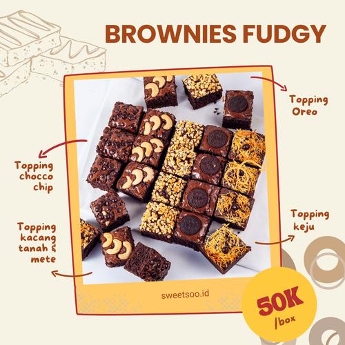 Jual fudgy brownies ukuran 20x10, topping oreo, kacang, keju, choco ...