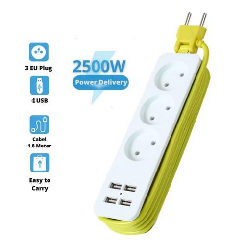 Promo Portable Stop Kontak Travel - 4 USB Port - Kabel 1,8 Meter/Stop ...