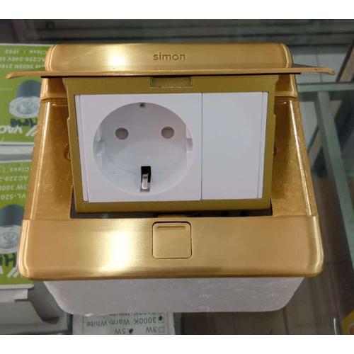 Jual STOP KONTAK LANTAI SIMON Floor Socket Schuko GOLD 16A/SIMON Schuko ...