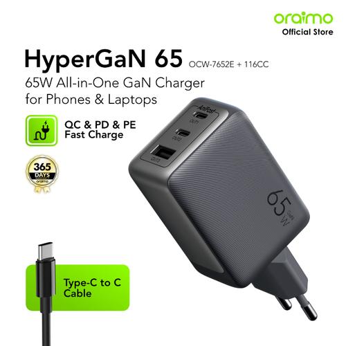 Promo oraimo Portable Adaptor Charger HyperGan 65W Triple Output OCW ...