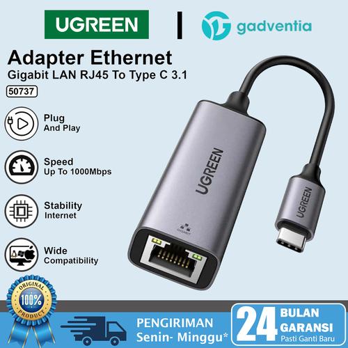 Jual UGREEN Kabel Gigabit USB Type C Ethernet To RJ45 LAN Komputer ...