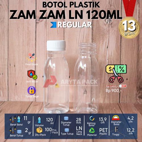 Promo Botol plastik PET 120ml zam zam minuman mineral jus susu tutup LN ...