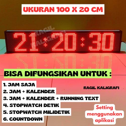 Jual Jam digital ukuran 100 x 20 cm - jam ntp digital ukuran 100 x 20 ...